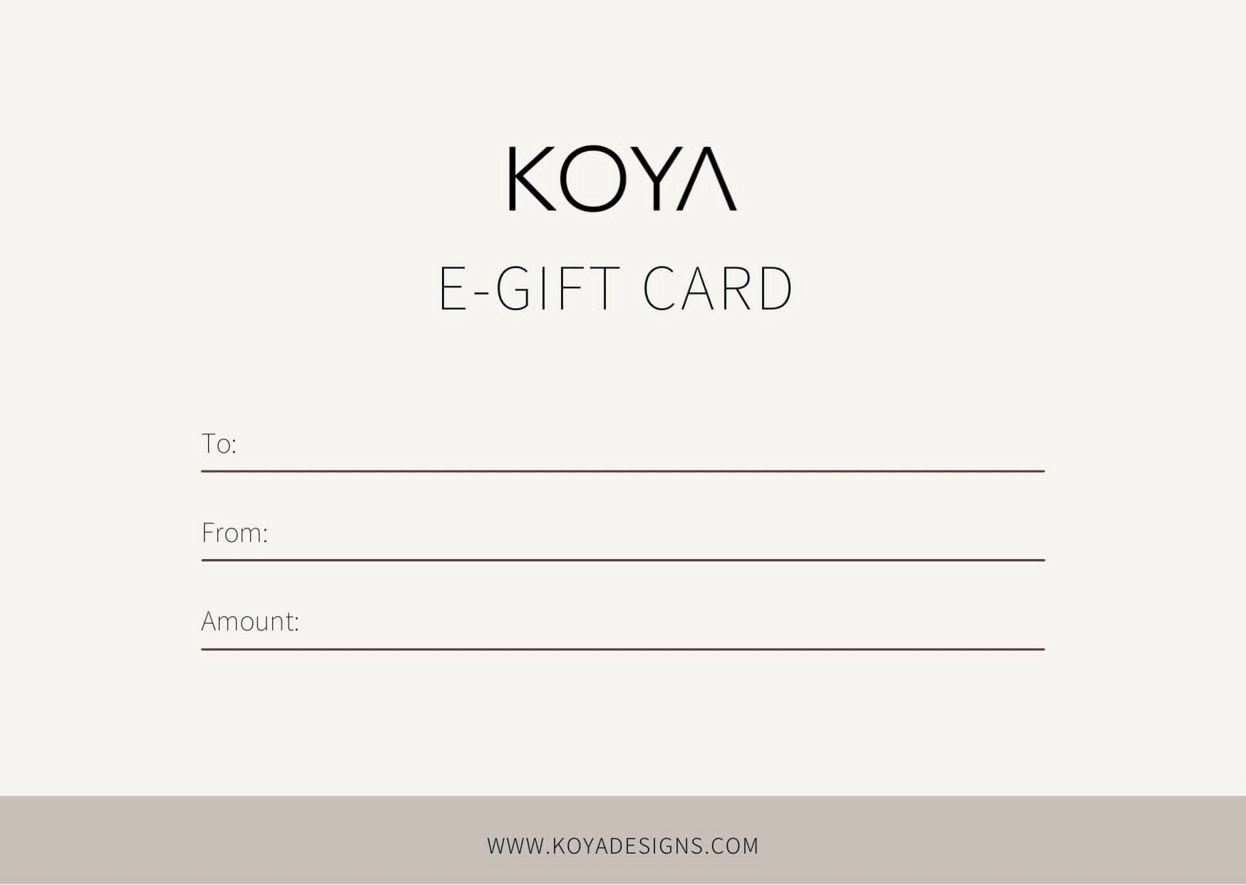 KOYA Designs Gift Card – KOYA DESIGNS